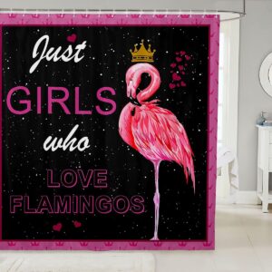 flamingo kids shower curtains,american birds animals starry sky romantic bathroom curtains for boys girls adults,crowns love heart dreamy pink waterproof curtains,12 hooks suits,72" w x 72" l