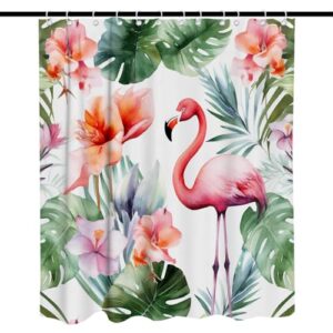 lalifeasy tropical flamingo shower curtain nature floral watercolor wild animal beautiful plant theme bathroom decor sets with hooks waterproof 72 x 72 inches colorful