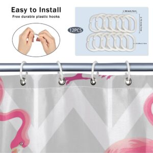 Aglebo Beautiful Tropical Geometric Flamingo Shower Curtain Fabric Shower Curtain Set with 12 Hooks Water-Proof 72 * 72 Inches for Bathroom Beach Caravan Hotel