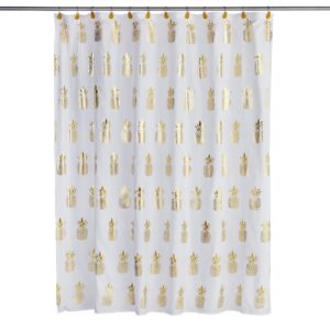 skl home by saturday knight ltd. gilded pineapple shower curtain, white 72.00" x 70.00"