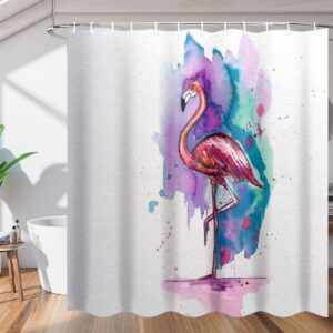 aglebo beautiful watercolor flamingo shower curtain fabric shower curtain set with 12 hooks water-proof 72 * 72 inches for bathroom beach caravan hotel