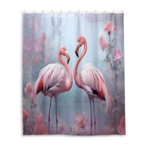 goodold pink flamingos shower curtain waterproof fabric shower curtain 60" w x 72" h shower curtain set with hooks for bathroom decor, machine washable