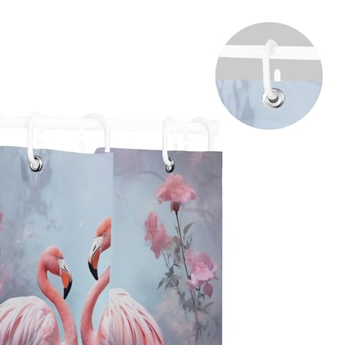 GOODOLD Pink Flamingos Shower Curtain Waterproof Fabric Shower Curtain 60" W x 72" H Shower Curtain Set with Hooks for Bathroom Decor, Machine Washable