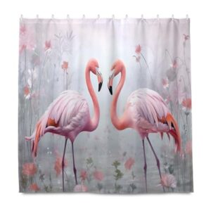 xigua pink flamingos shower curtain - 72x72 inch waterproof fabric shower curtains with 12 hooks - modern home bathroom hotel spa decorations