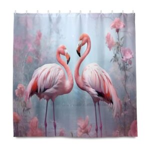 xigua pink flamingos shower curtain - 72x72 inch waterproof fabric shower curtains with 12 hooks - modern home bathroom hotel spa decorations