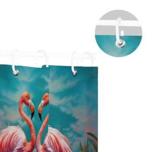 Kigai Flamingo Shower Curtains Waterproof Fabric Shower Curtain Bathroom Decoration with Hooks Washable Bathroom Shower Curtains 60x72 Inch