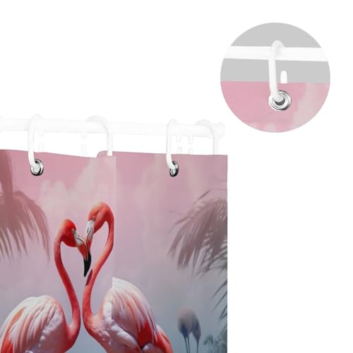 Kigai Flamingo Shower Curtains Waterproof Fabric Shower Curtain Bathroom Decoration with Hooks Washable Bathroom Shower Curtains 60x72 Inch