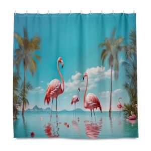 xigua flamingos shower curtain - 72x72 inch waterproof fabric shower curtains with 12 hooks - modern home bathroom hotel spa decorations