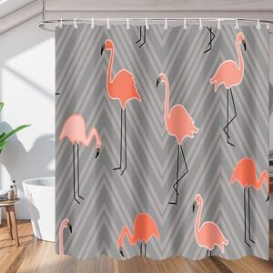 bisibuy tropical animal flamingo shower curtain fabric bath curtain set with hooks decorative bathroom curtains machine washable 72wx72h inches