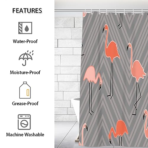 bisibuy Tropical Animal Flamingo Shower Curtain Fabric Bath Curtain Set with Hooks Decorative Bathroom Curtains Machine Washable 72Wx72H Inches