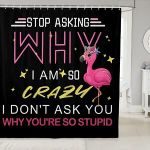 manfei cartoon flamingo kids shower curtains,tropical american animals cute bathroom curtains for girls boys adults,stars romantic pink kawaii waterproof curtains,12 hooks suits,72" w x 72" l