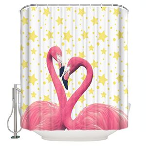 shower curtain, pink flamingo animal pattern washable shower curtain with hooks bath decor fabric shower curtains for bathroom, hotel, stalls, bathtubs, 72x78 in