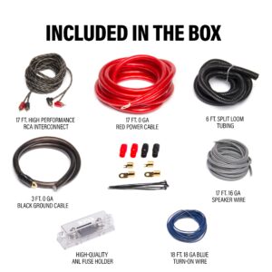 BOSS Audio Systems KIT20 0 Gauge Amplifier Installation Wiring Kit - A Car Amplifier Wiring Kit Helps You Make Connections and Brings Power to Your Radio, Subwoofers and Speakers