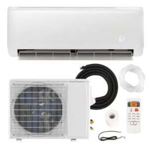 petsite 12,000 btu mini split ac/heating system, 21 seer2 ductless inverter with pre-charged heat pump, mini split with remote control & full installation kit (12000btu, 208-230v, 21 seer2)