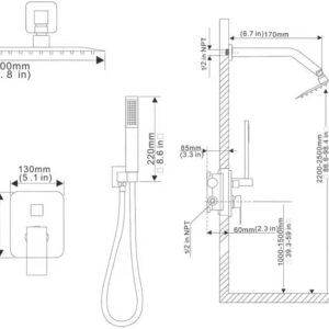 Heable Oil Rubbed Bronze Shower System with 8'' Rainfall Shower Head, Handheld Shower head, Bathroom Luxury Rain Mixer Shower Combo Set Wall Mounted Shower Faucet Rough-in Valve and Trim Kit