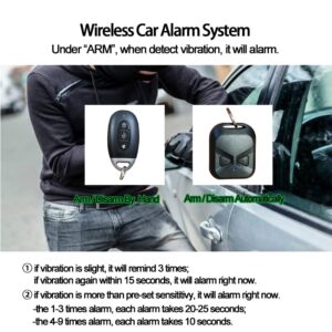 VJOYCAR Wireless Car Alarm Vehicle Security System Anti-Theft Burglar Vibration Sensor Horn Siren Universal 12V Auto Anti-theft Protection System Simple DIY Install (Auto+Manual)