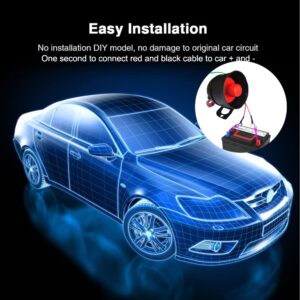 VJOYCAR Wireless Car Alarm Vehicle Security System Anti-Theft Burglar Vibration Sensor Horn Siren Universal 12V Auto Anti-theft Protection System Simple DIY Install (Auto+Manual)