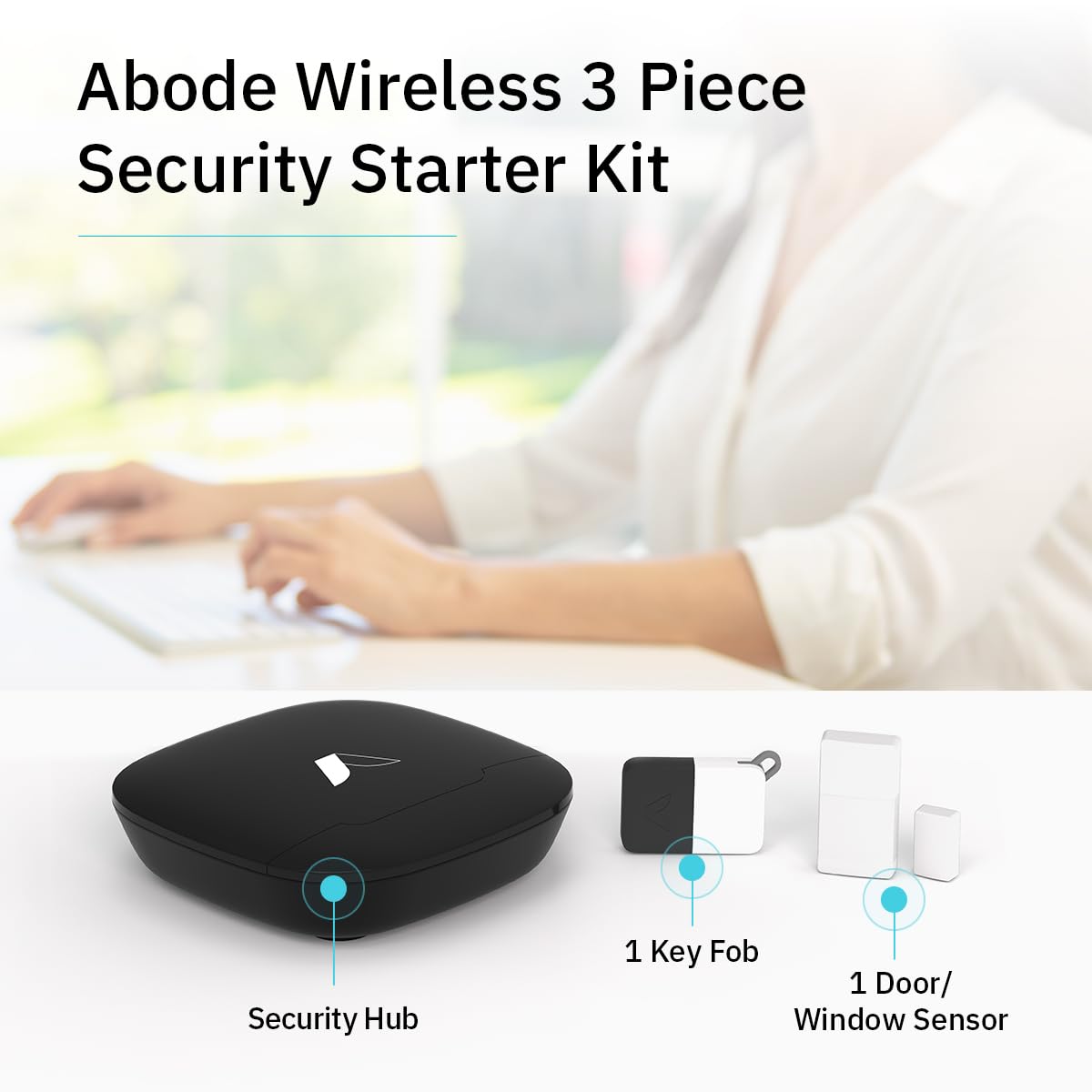 Abode 3 Piece Wireless Security Kit – Expandable to Protect Your Whole Home - Easy DIY Installation Optional Professional Monitoring Compatible with Alexa & Google Assistant (104067/A)