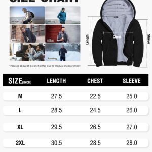 GEEK LIGHTING Hoodies for Men Heavyweight Fleece Sweatshirt - Full Zip Up Thick Sherpa Lined, Pure black L