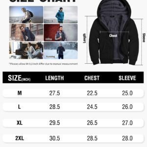 GEEK LIGHTING Hoodies for Men Heavyweight Fleece Sweatshirt - Full Zip Up Thick Sherpa Lined, Pure black L