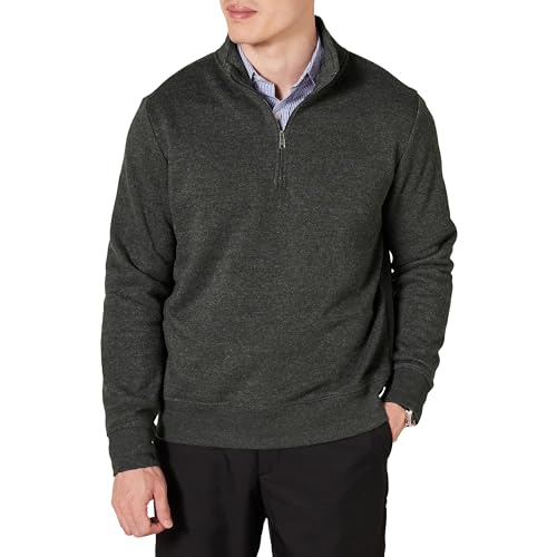 Amazon Essentials Men's Quarter-Zip Polar Fleece Jacket, Charcoal Heather, Large