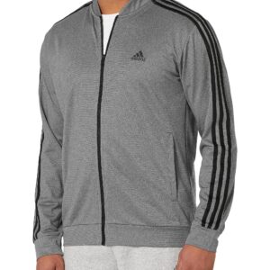 adidas Men's Three Stripe Tricot Full-Zip Jacket, Dark Grey Heather, Medium