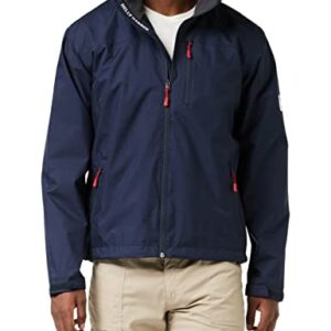 Helly Hansen Men's Crew Hooded Midlayer Fleece Lined Waterproof Raincoat Jacket, 597 Navy, Medium