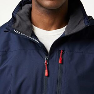 Helly Hansen Men's Crew Hooded Midlayer Fleece Lined Waterproof Raincoat Jacket, 597 Navy, Medium