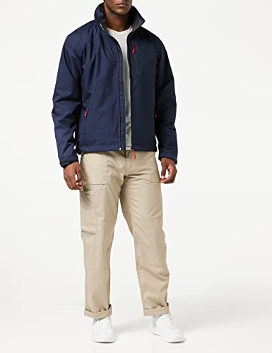 Helly Hansen Men's Crew Hooded Midlayer Fleece Lined Waterproof Raincoat Jacket, 597 Navy, Medium