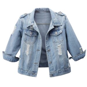 hixiaohe women autumn 3/4 sleeve retro short denim jackets light blue jean coats (03 light blue, 2xl)