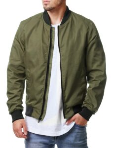 coofandy men's bomber jacket winter windbreaker jackets fashion winter front zip jackets army green l