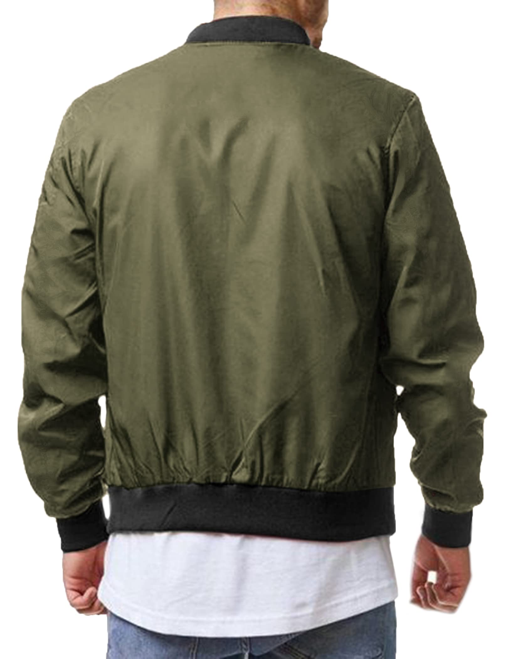 COOFANDY Men's Bomber Jacket Winter Windbreaker Jackets Fashion Winter Front Zip Jackets Army Green L