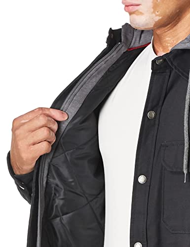 Dickies mens Fleece Hooded Duck Shirt Jacket With Hydroshield Work Utility Outerwear, Black, X-Large US