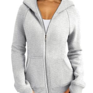 Trendy Queen Womens Zip Up Hoodies Oversized Sweatshirts Fall Outfits Long Sleeve Fleece Sweaters With Pockets Full Zip Winter Coats Jackets Y2k Clothes Teen Girls Fashion Grey