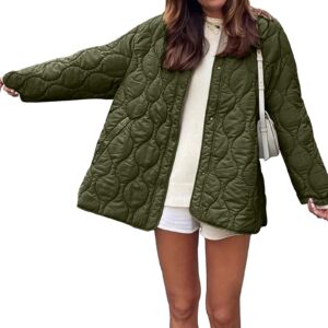 PRETTYGARDEN Women's Fall Clothes Trendy Casual Lightweight Jackets Oversized Winter Coat Outerwear with Pockets (Army Green,Small)