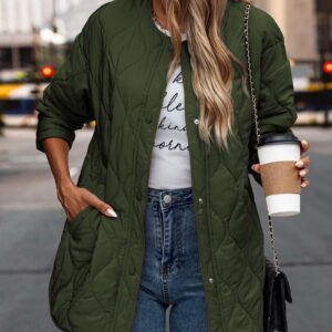 PRETTYGARDEN Women's Fall Clothes Trendy Casual Lightweight Jackets Oversized Winter Coat Outerwear with Pockets (Army Green,Small)