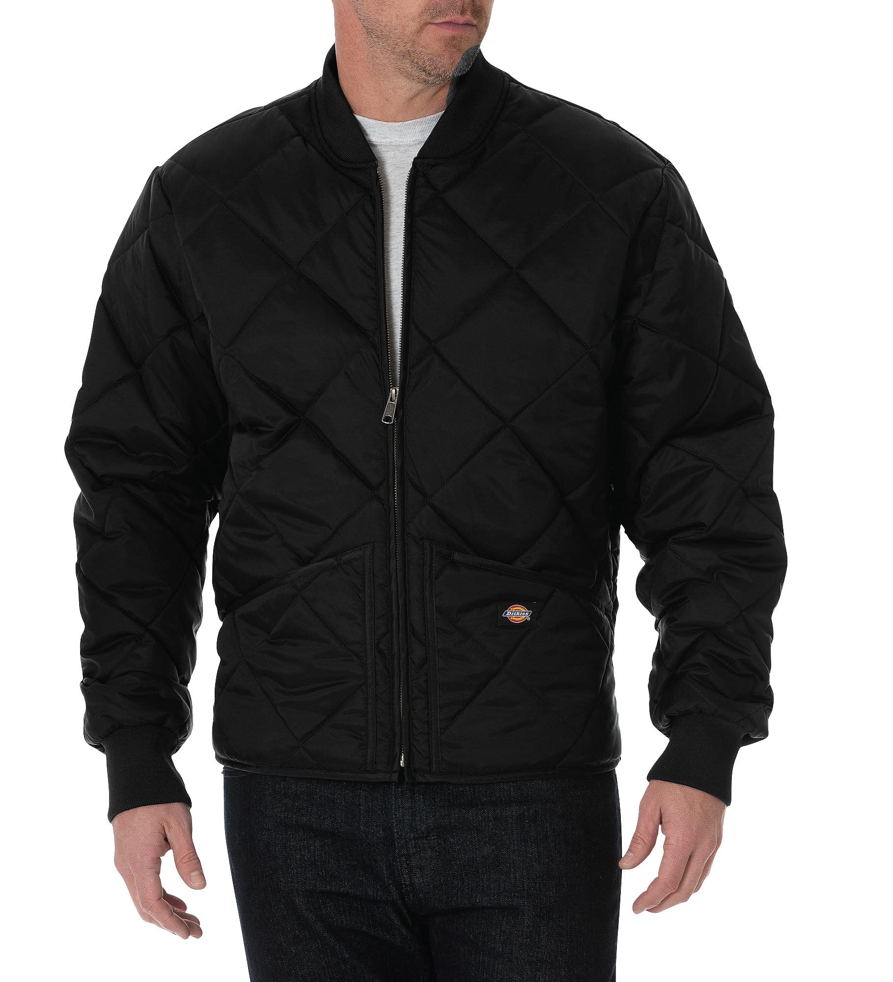 Dickies Men's Water Resistant Diamond Quilted Nylon Jacket, Black, Medium