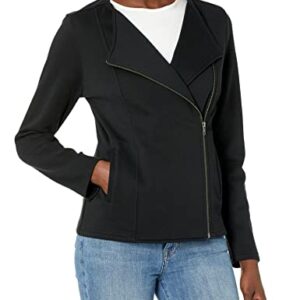 The Drop Women's @caralynmirand Long Sleeve Knit Moto Jacket, Black, S