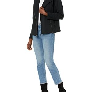 The Drop Women's @caralynmirand Long Sleeve Knit Moto Jacket, Black, S