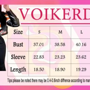 VOIKERDR Leather Jacket Zipper Moto Biker Short Bomber Jacket Women Faux Leather Jacket