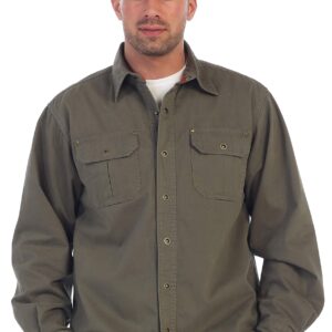 Gioberti Men's Brushed and Soft Twill Shirt Jacket with Flannel Lining, Olive, L