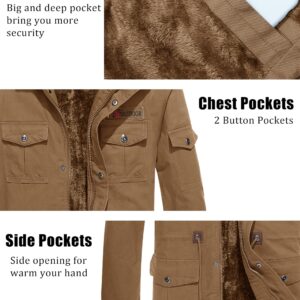 MAGCOMSEN Winter Coats for Mens Military Parka Jacket Fleece Lined Winter Cargo Jackets Khaki S