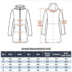 33,000ft Women's Waterproof Softshell Long Rain Jacket with Hood Fleece Lined Windproof Windbreaker