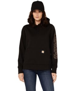 carhartt women's rain defender relaxed fit midweight graphic sweatshirt, black, small