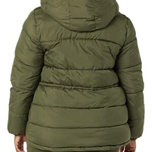 Amazon Essentials Women's Heavyweight Puffer Jacket with Drawstring Waist, Olive, Medium