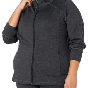 Amazon Essentials Women's Brushed Tech Stretch Full-Zip Jacket - Discontinued Colors, Black Space Dye, Medium