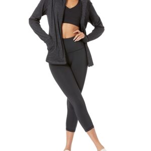 Amazon Essentials Women's Brushed Tech Stretch Full-Zip Jacket - Discontinued Colors, Black Space Dye, Medium