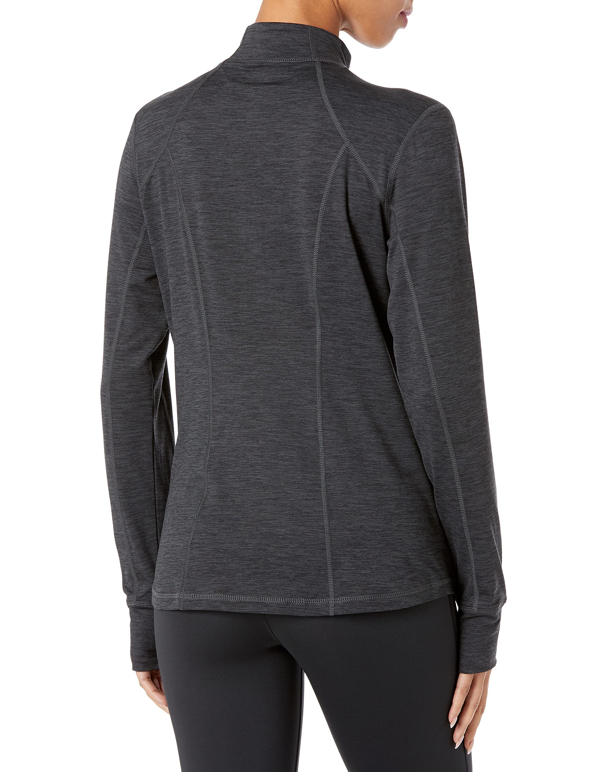 Amazon Essentials Women's Brushed Tech Stretch Full-Zip Jacket - Discontinued Colors, Black Space Dye, Medium