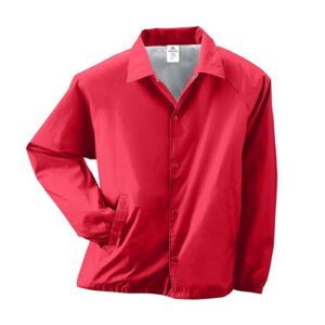 augusta sportswear men's standard nylon coach's jacket/lined, red, medium