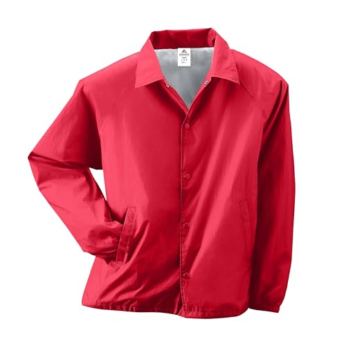 Augusta Sportswear Men's Standard Nylon Coach's Jacket/Lined, Red, Medium